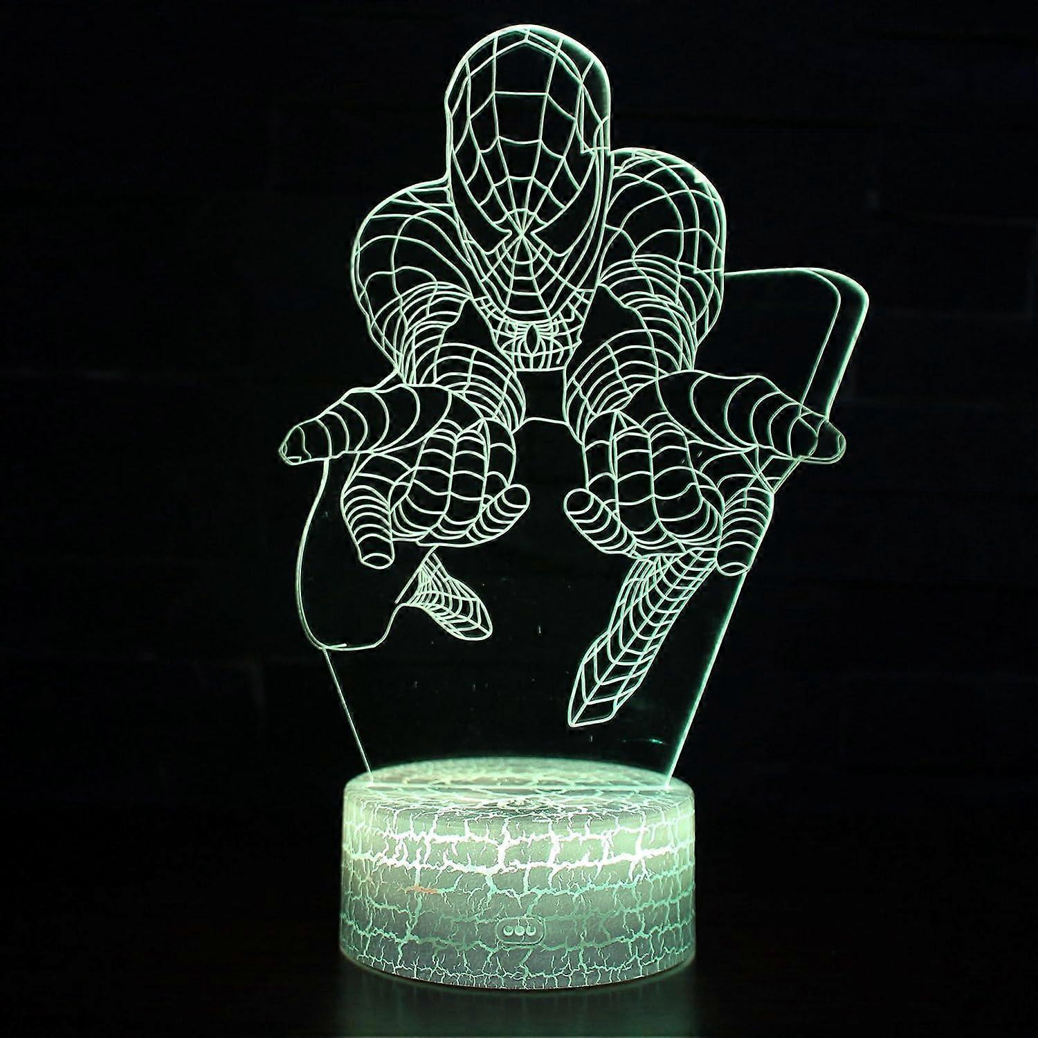 LED Superhero 3D Lamp - Optical Illusion Smart Night Light Table Lamp ...