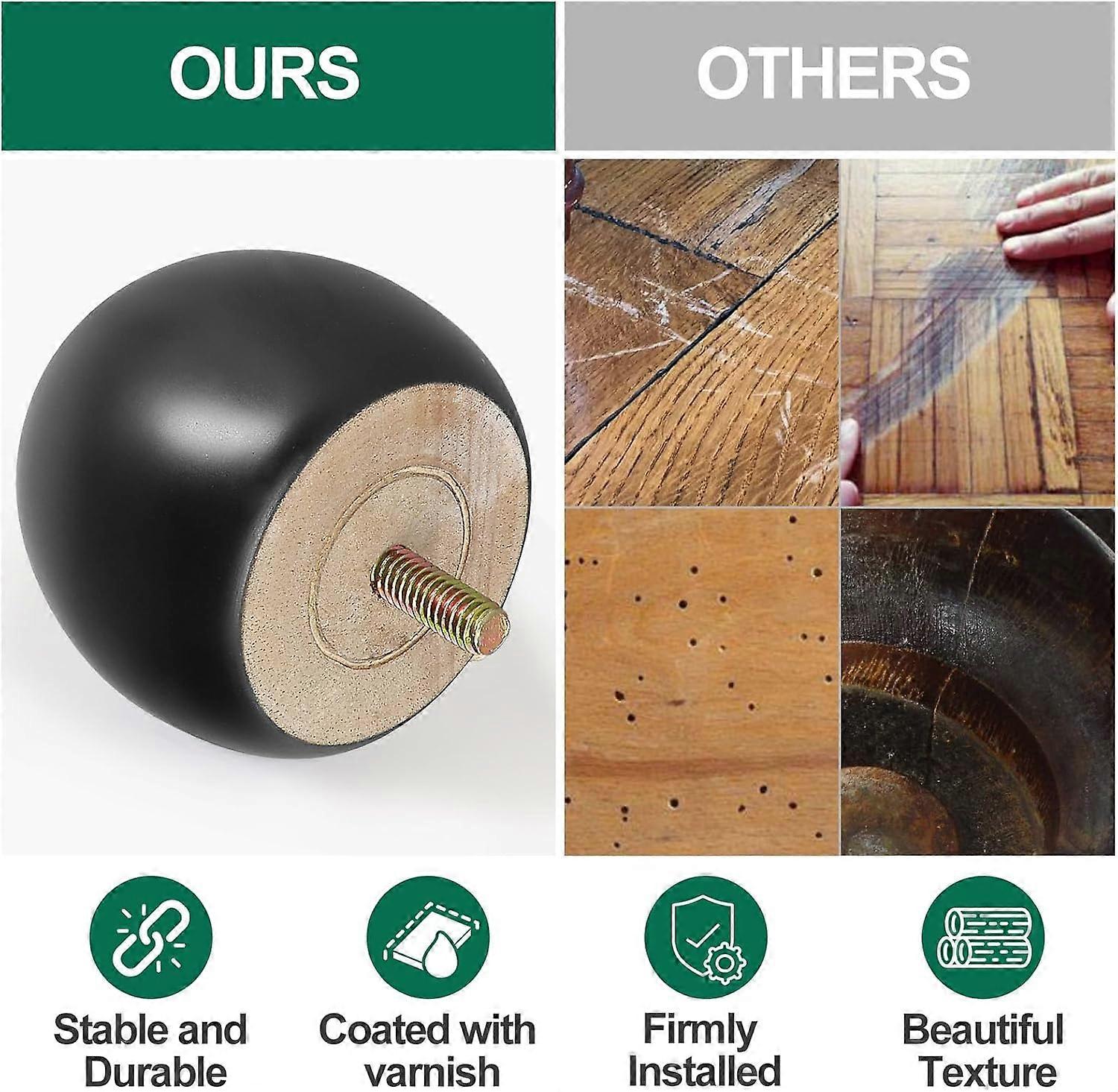 FoDau770 Rubber Wood Furniture Legs 2.4 Inch, Mid-Century Modern Couch ...