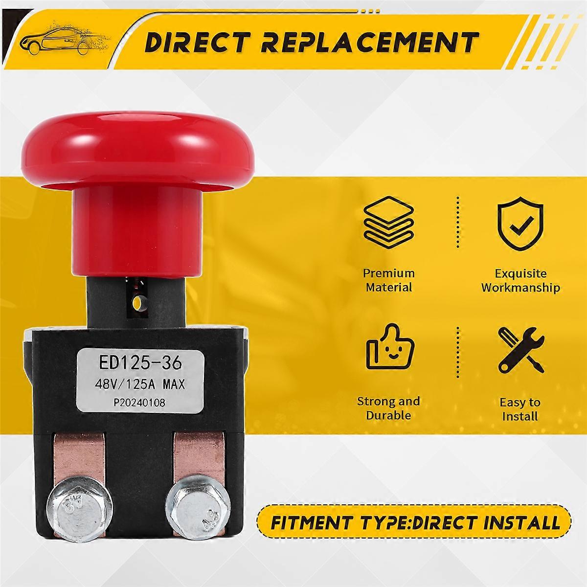 ED125-36 48V 125A Emergency Disconnect Stop Switch for Big Joe EZ30 E30 ...