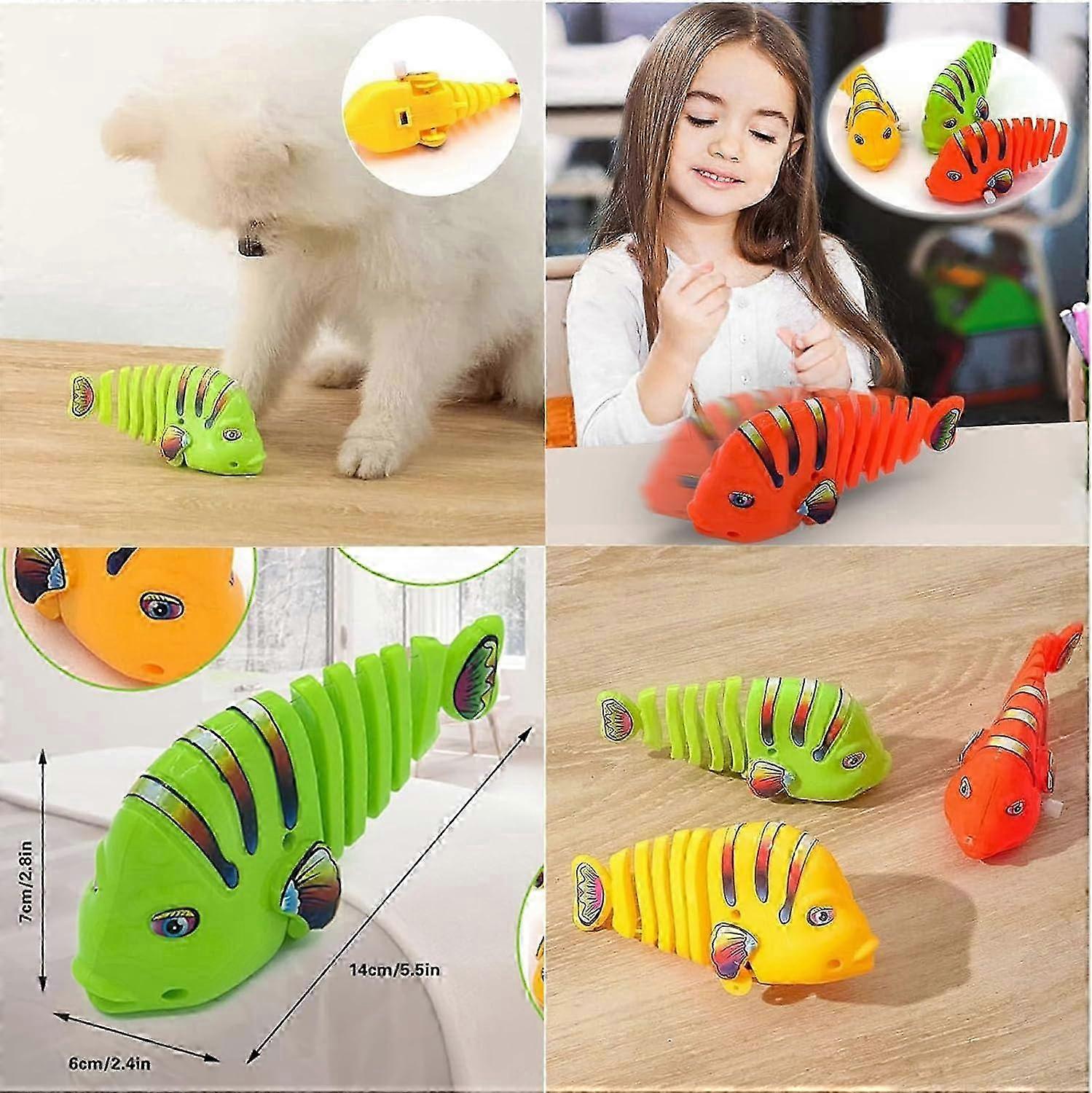 New 3 Pack Plastic Wind-Up Wiggle Fish Toys with 360 Degree Rotating ...
