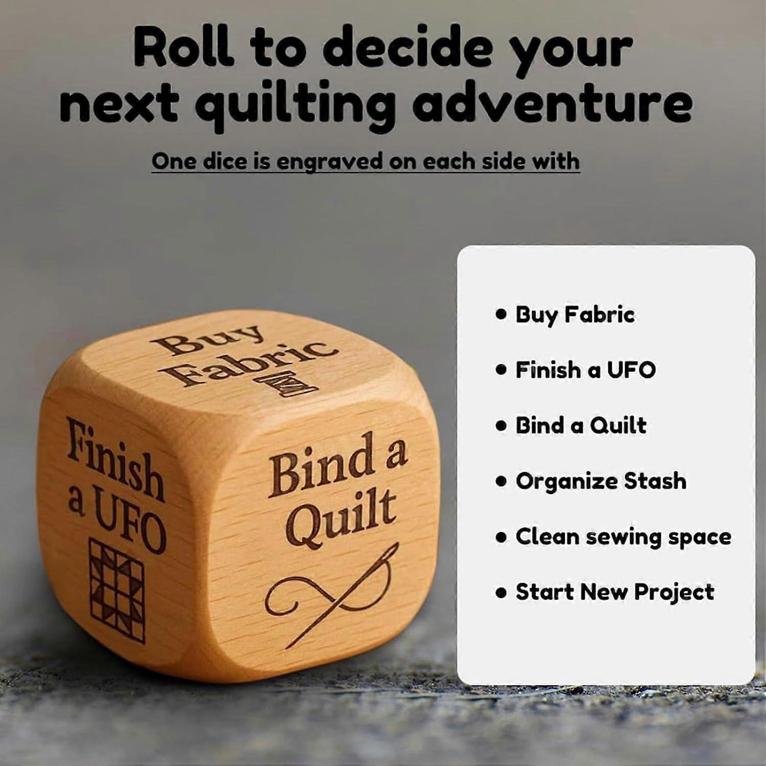 Quilters Dice, Handmade Wooden Quilting Decision Dice with 6 Engraved ...
