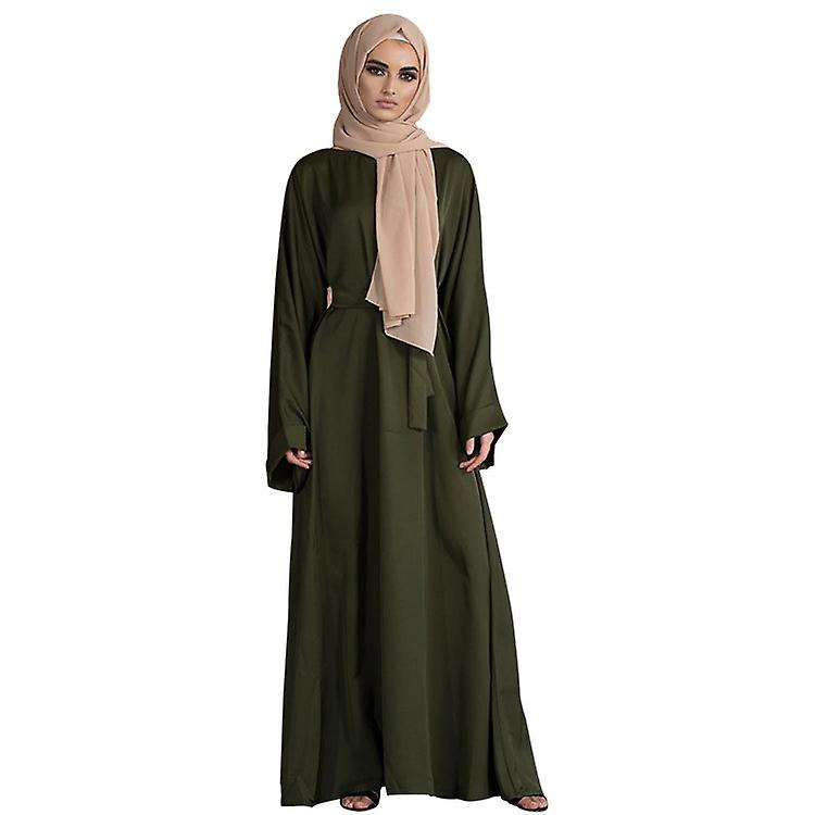 Ramadan Muslim Abaya Dress Women Hijab Dresses Jilbab Turkey Islamic Vestido Lace-up Robe Kimono ...