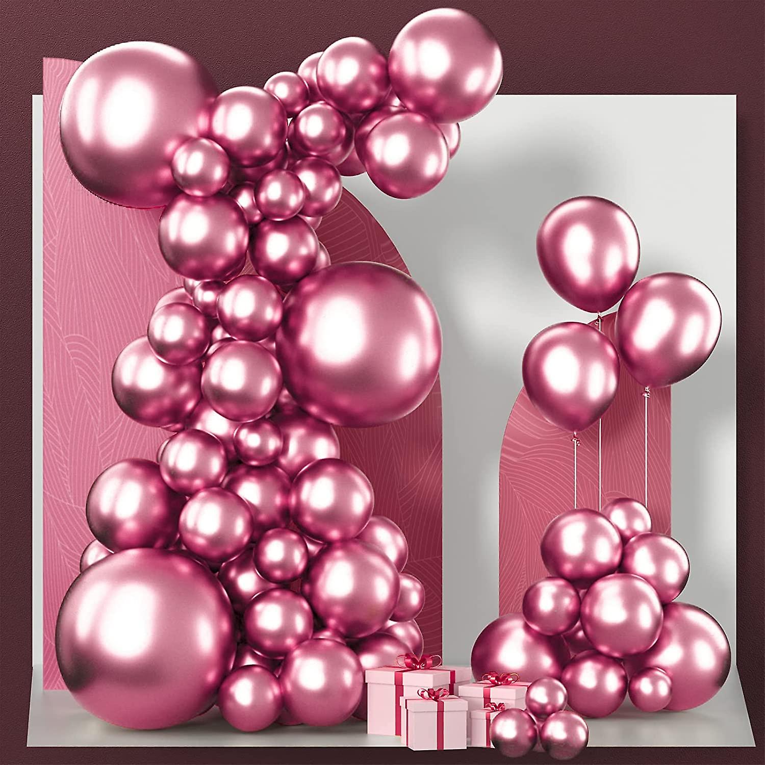 Rose Color Balloon Garland, 100 Pcs Metallic Rose Color Balloons And ...