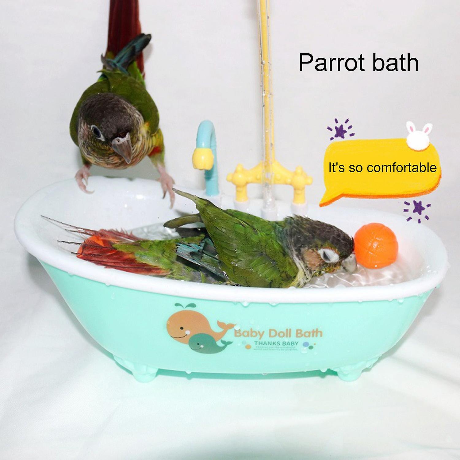 Parrot Automatic Bathtub Toy with Faucet Realistic Washing Parakeets Budgie Cockatiel Conure ...