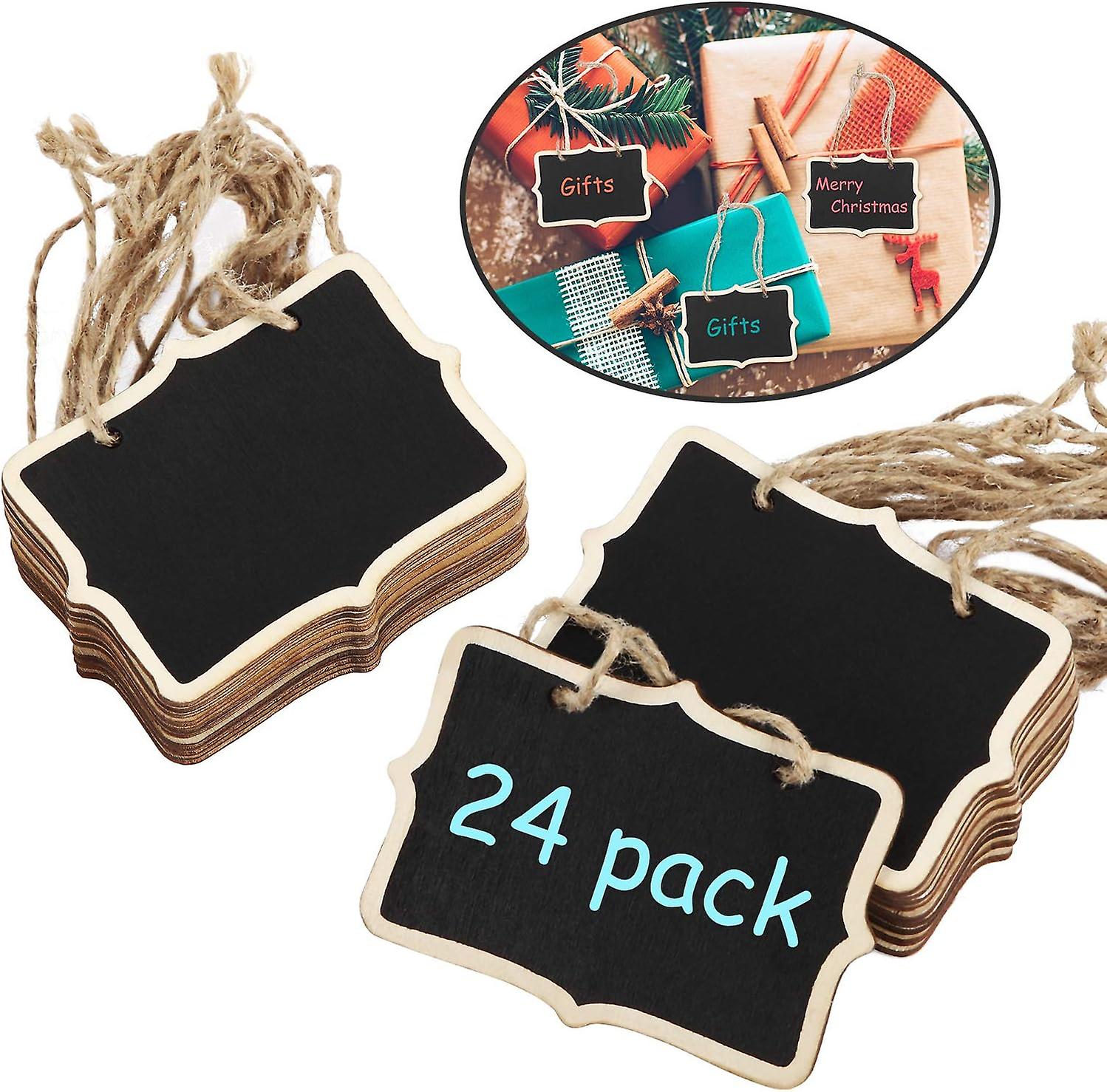 24 Packs Chalkboard Labels Wooden Chalkboard Signs 3.35 X 2.36 Inch ...
