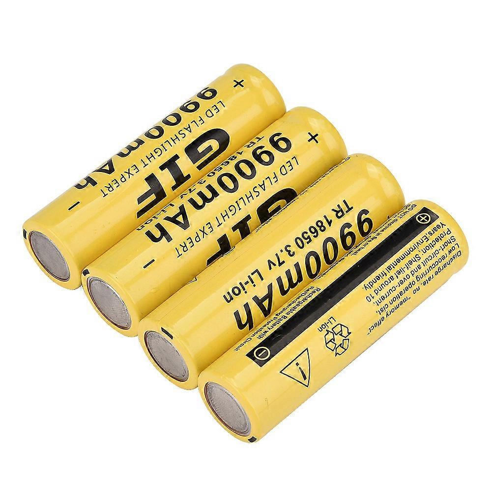 4PCS Flashlight Battery GIF 9900mAh 18650 Rechargeable Battery Yellow ...