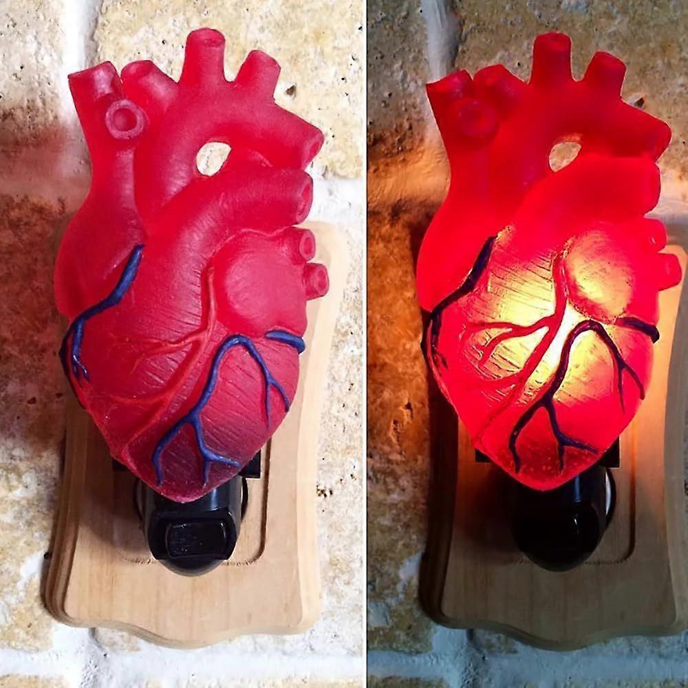 Anatomical Heart Nightlight, Translucent Resin Heart Night Light Plug ...