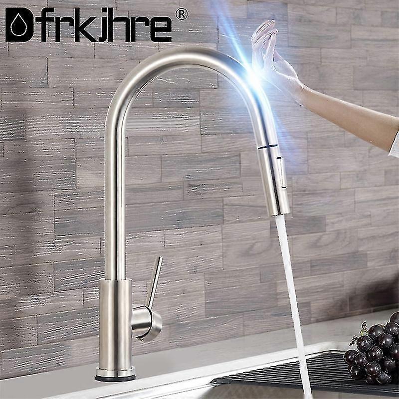High qualitySmart Touch Kitchen Faucet Brushed Gold Pull Out Spray ...