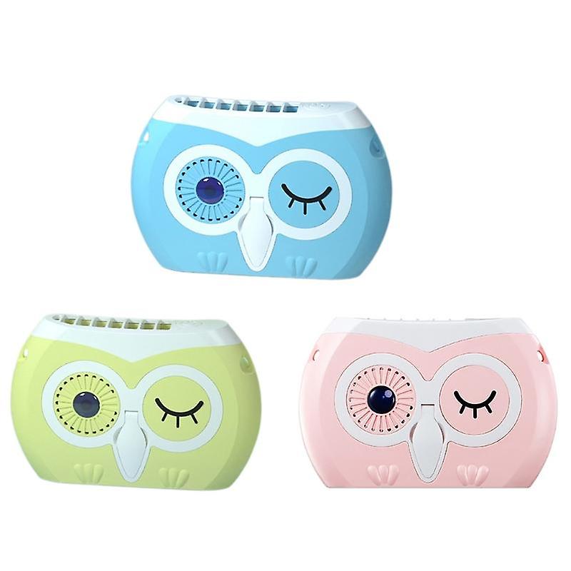 Cartoon owl fan for outdoor personal necklace fan rechargeable cordless ...