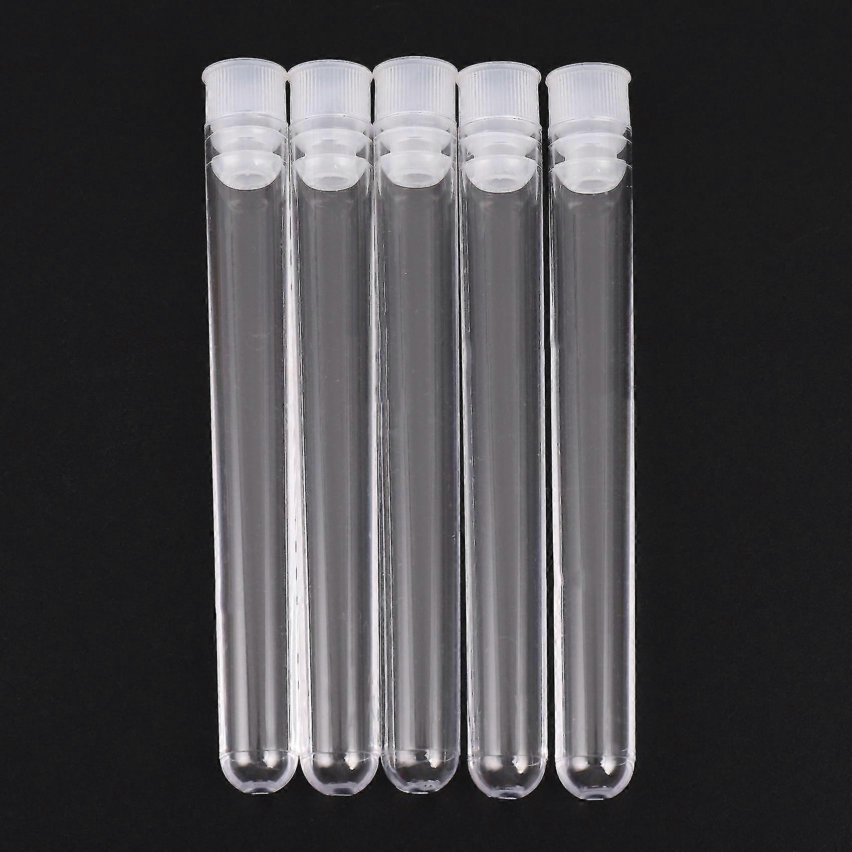 100pcs Clear Plastic Test Tube With Cap 12x100mm U- Bottom Long ...