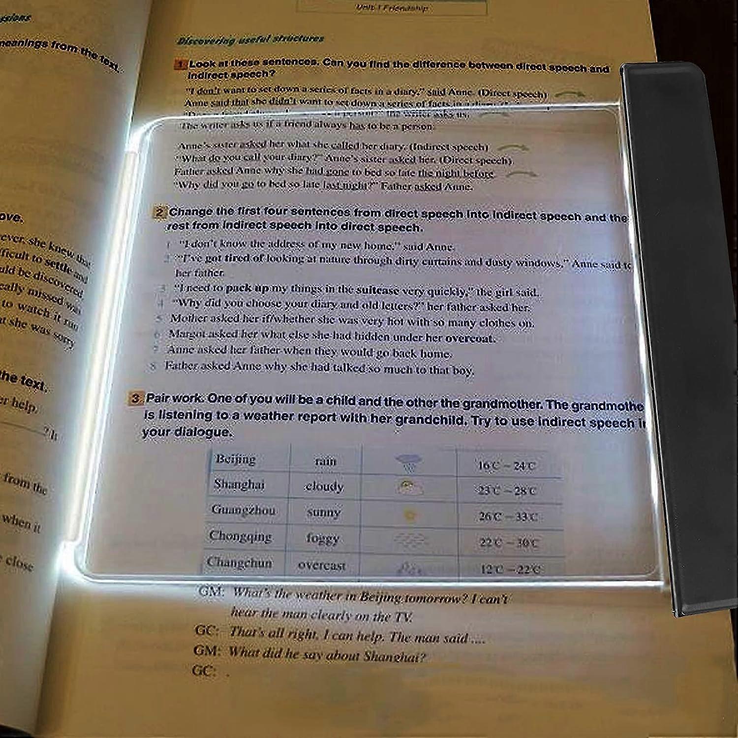 Book Reading Light, Flat Book Light for Reading in Bed Portable Led ...