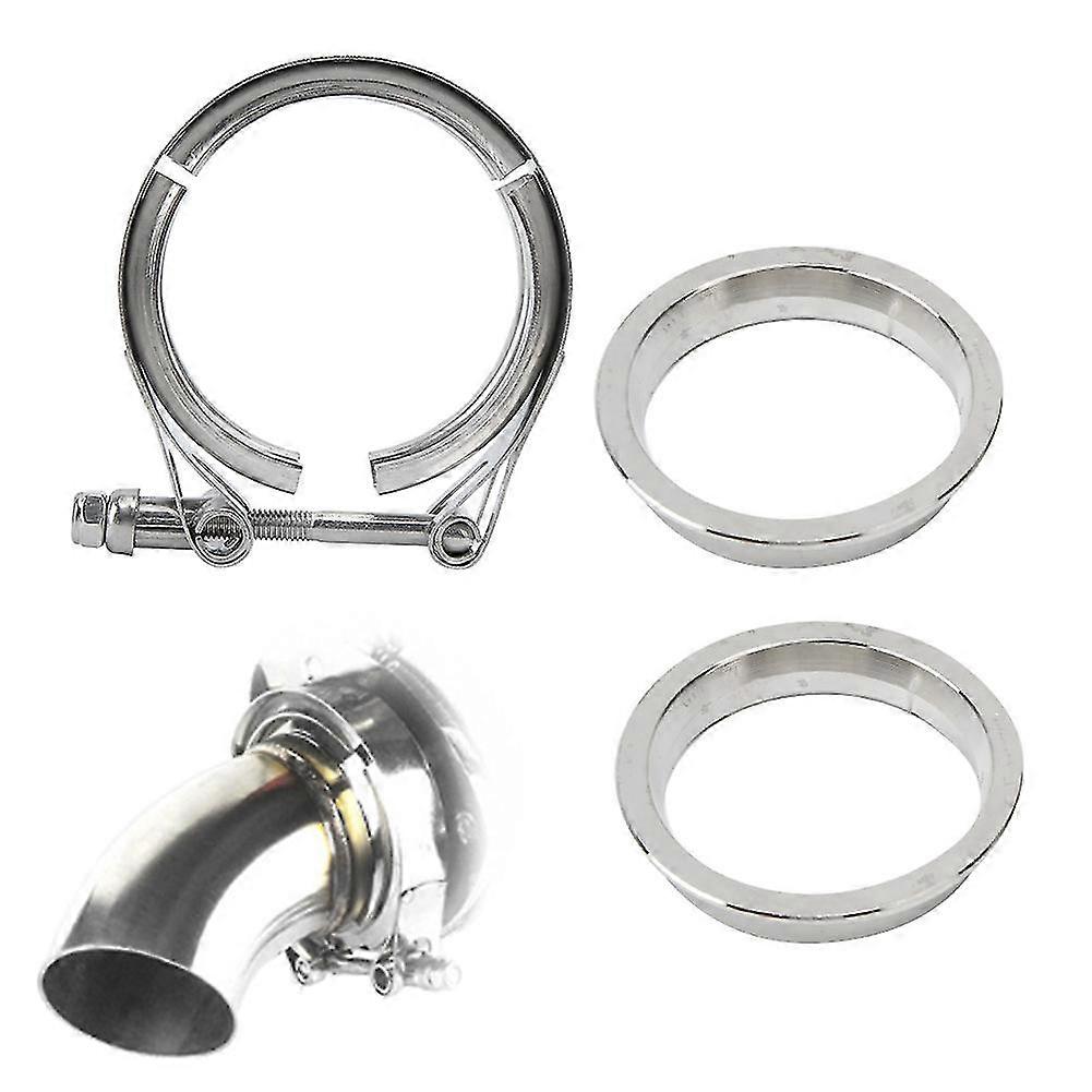 Car V Band Clamp Exhaust Downpipe Flange Kit 304 Stainless Steel(3 ...