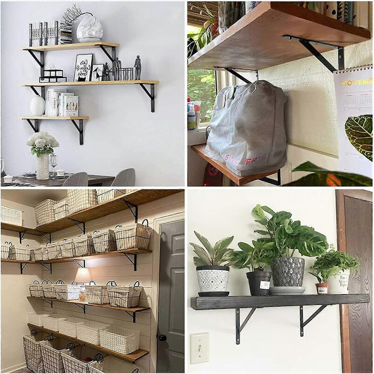 Wall Shelf Bracket, 6 Pcs 90 Degree Steel Triangular Brackets, Shelf ...