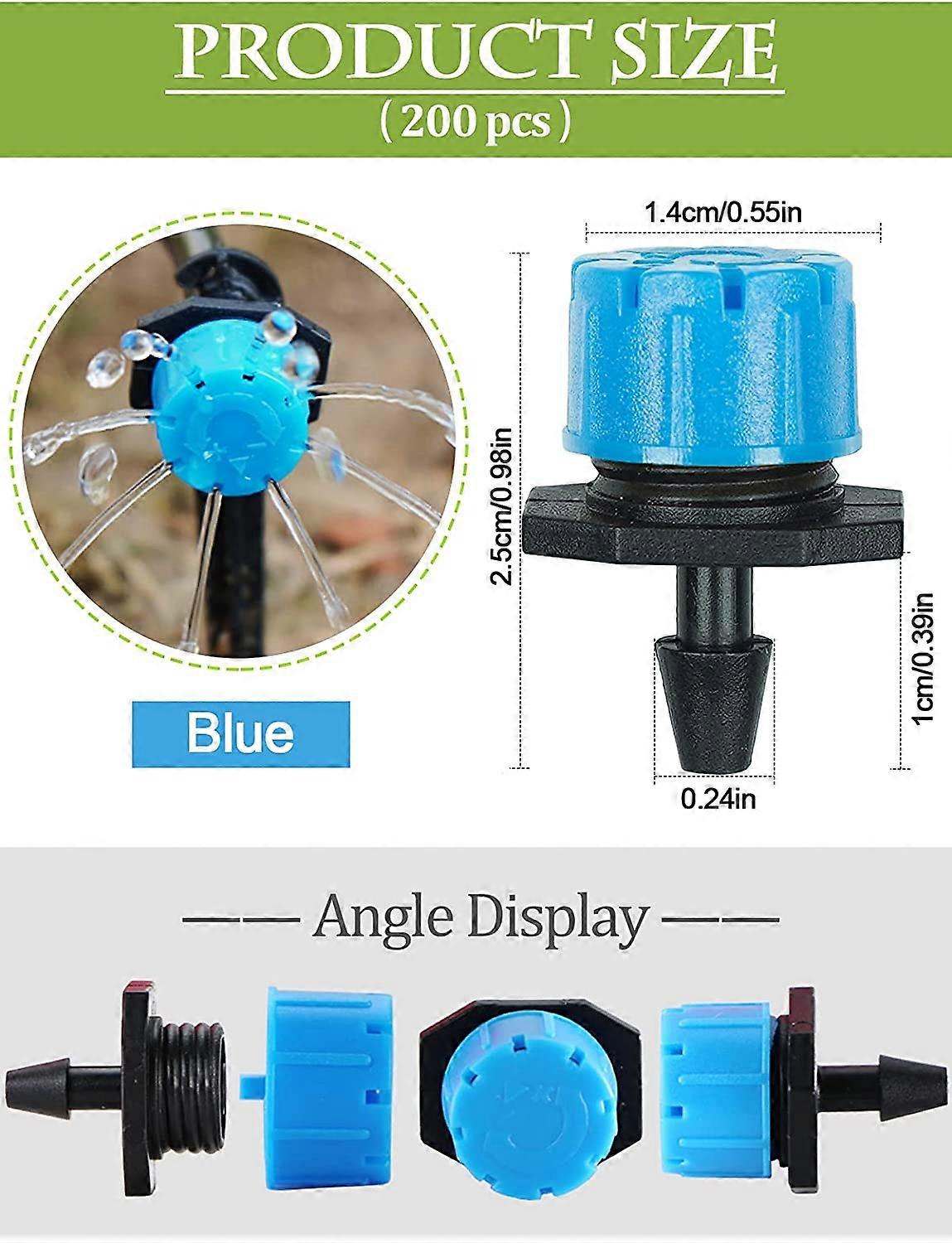200Pcs 1/4" Irrigation Dripper, Adjustable Drip Irrigation Irrigation ...