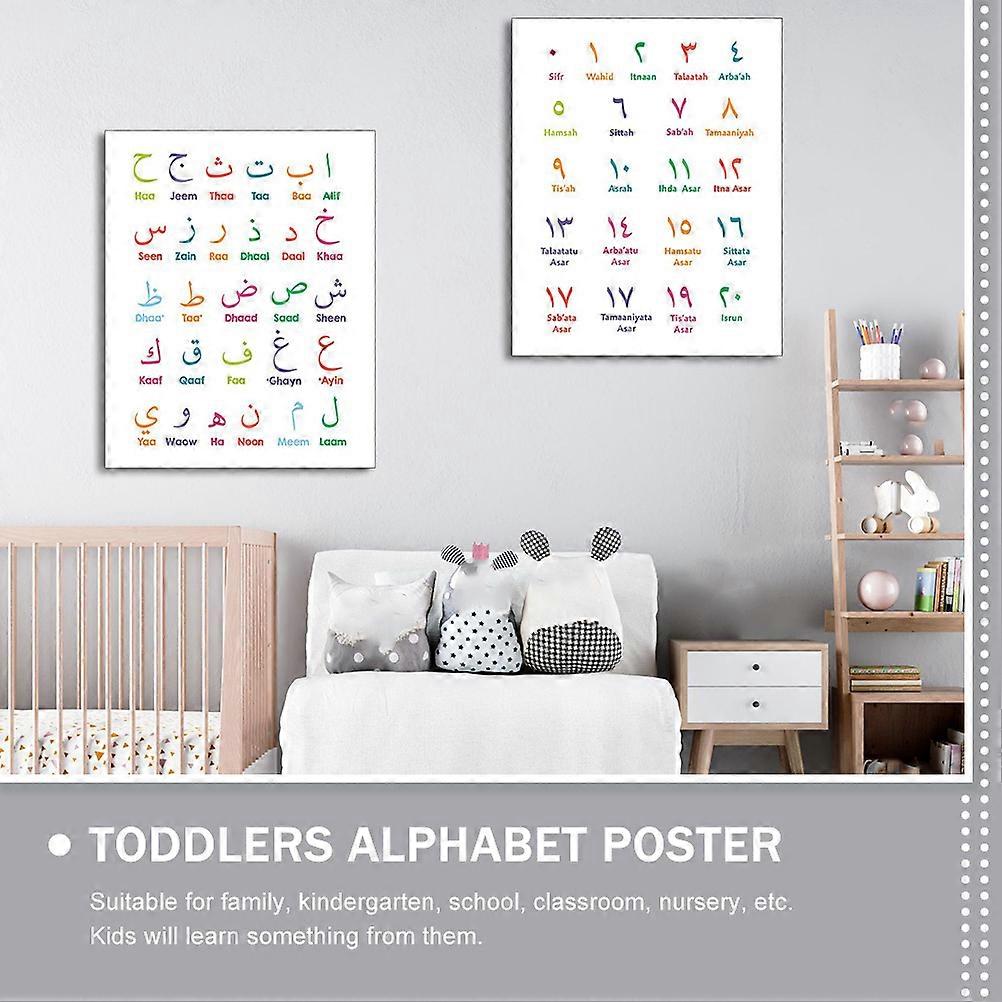 2pcs Arabic Number Poster Wall Art Arabic Letters Alphabets Numerals ...