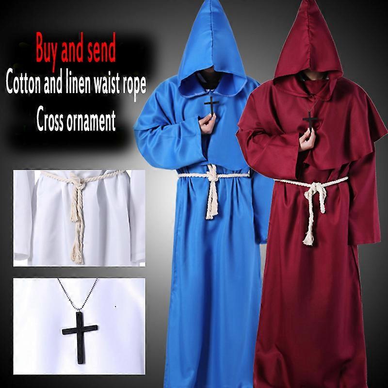 Medieval Halloween Christian Friar Priest Robes Witch Wizard Cloak Cape ...
