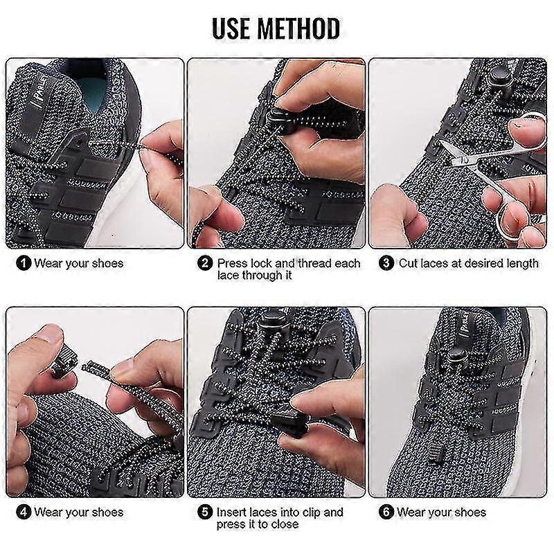 2 Pairs Elastic Laces With Quick Release - Quick Lacing System For ...