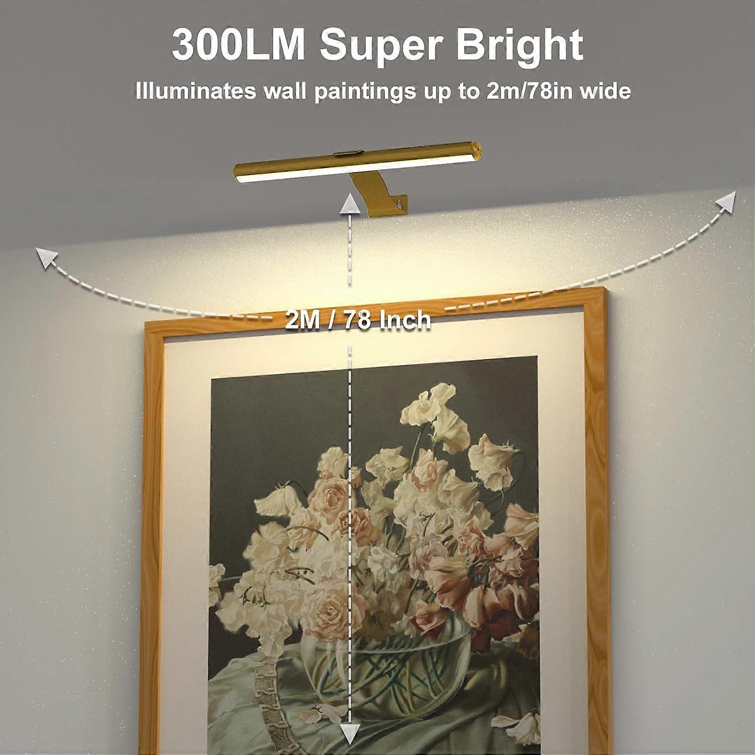 Wireless Picture Light Rechargeable with Remote, 300LM Art Battery ...