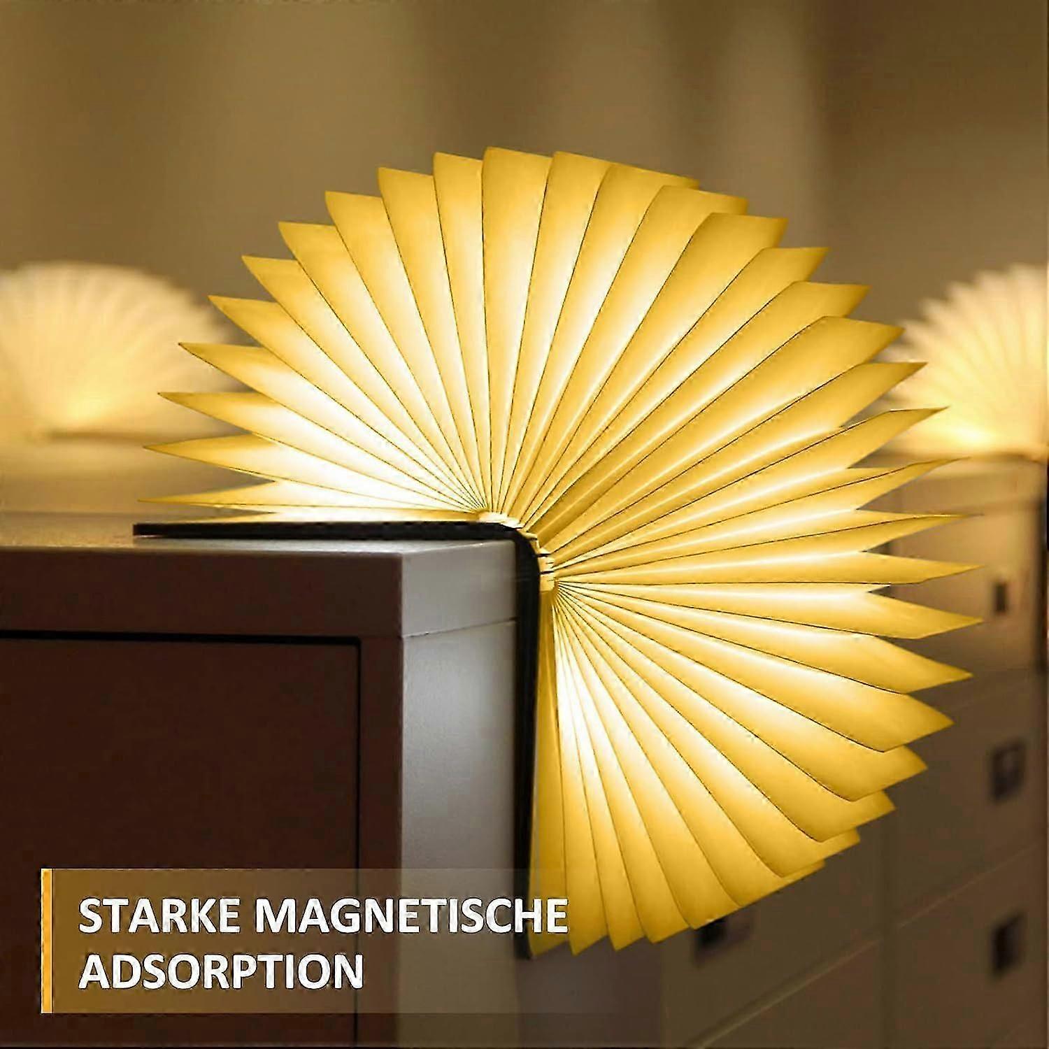 Wooden Folding LED Book Lamp, Walnut LED Table Lamp, USB Night Light ...