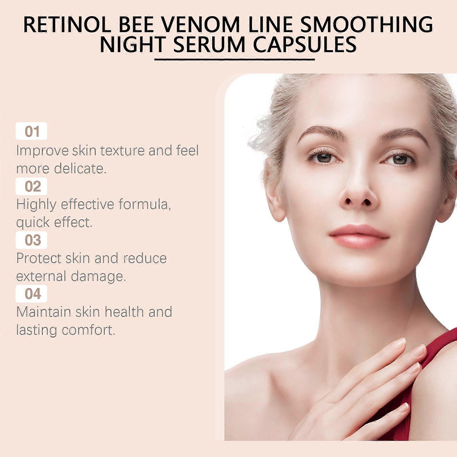 Retinol Bee Venom Line Smoothing Night Serum Capsules för ansikte, Bee Venom Repair Line ...