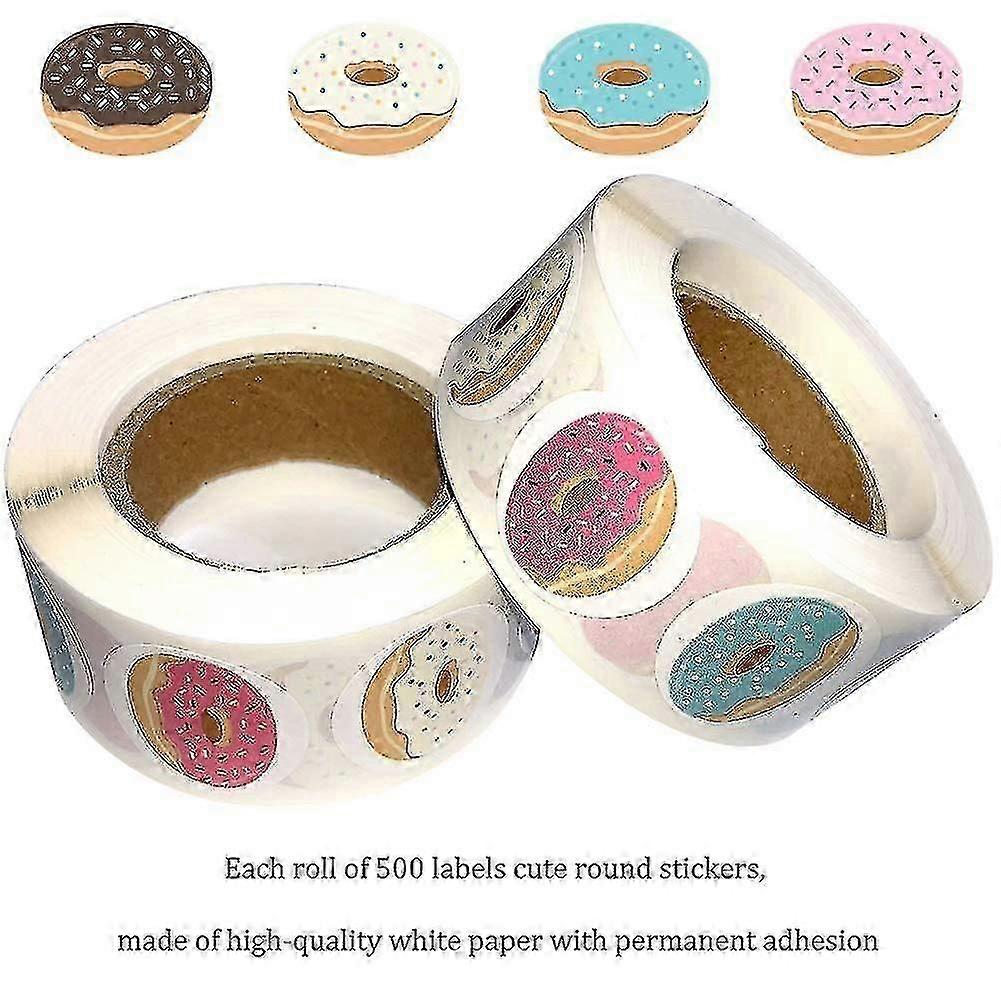 2 Roll/1000pcs Diy Donut Stickers Gift Wrapping Stickers Roll Gift Tag ...