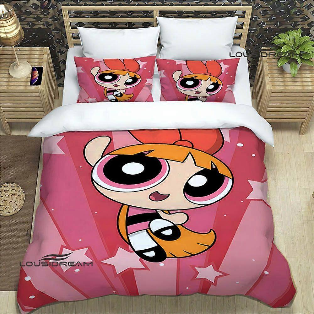 v1261 Bed Sheets P-Powerpuff-Girls Cartoon Bedding Sets exquisite bed ...
