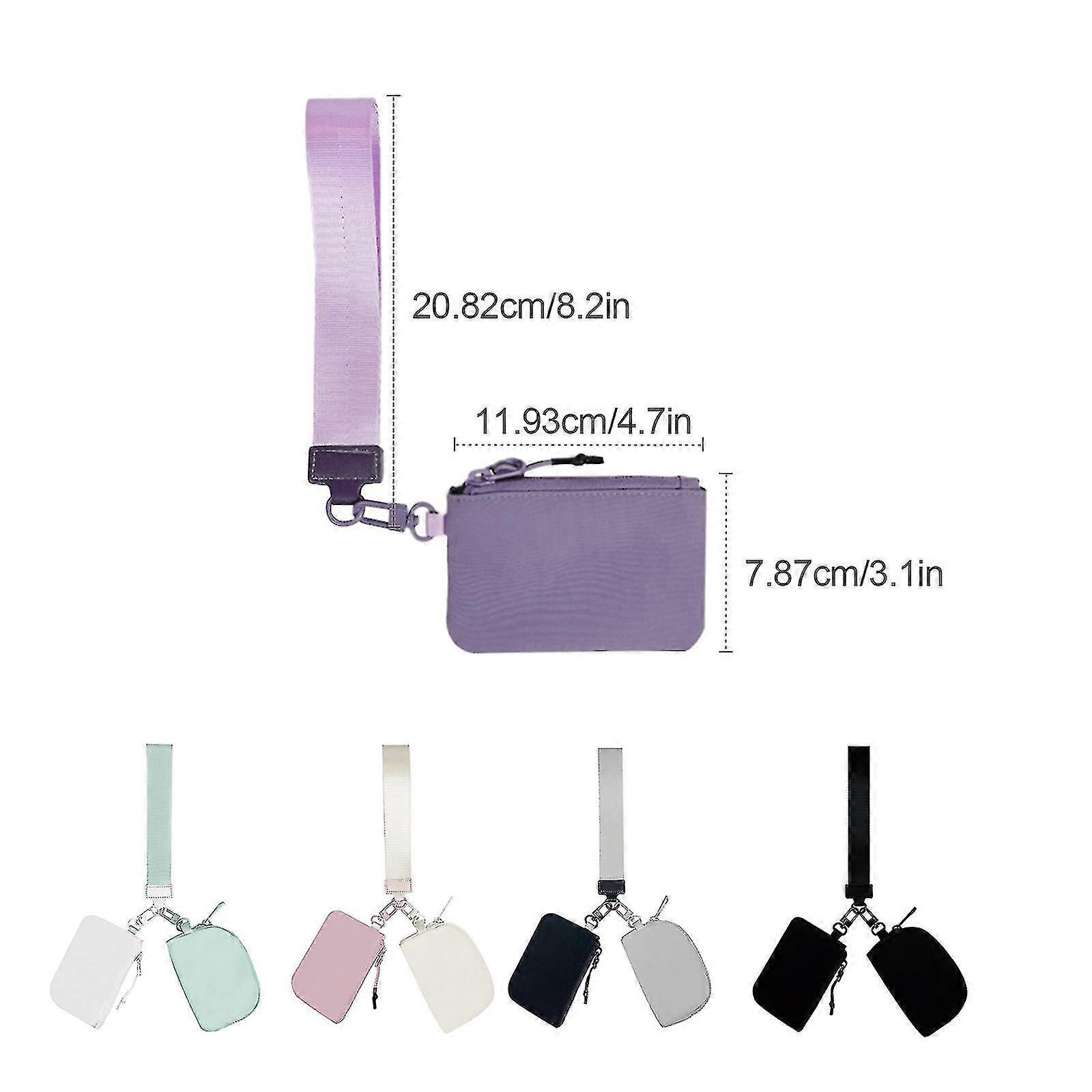 Dual Pouch Wristlet Keychain Wallet, Nylon Mini Zip Around Keychain ...
