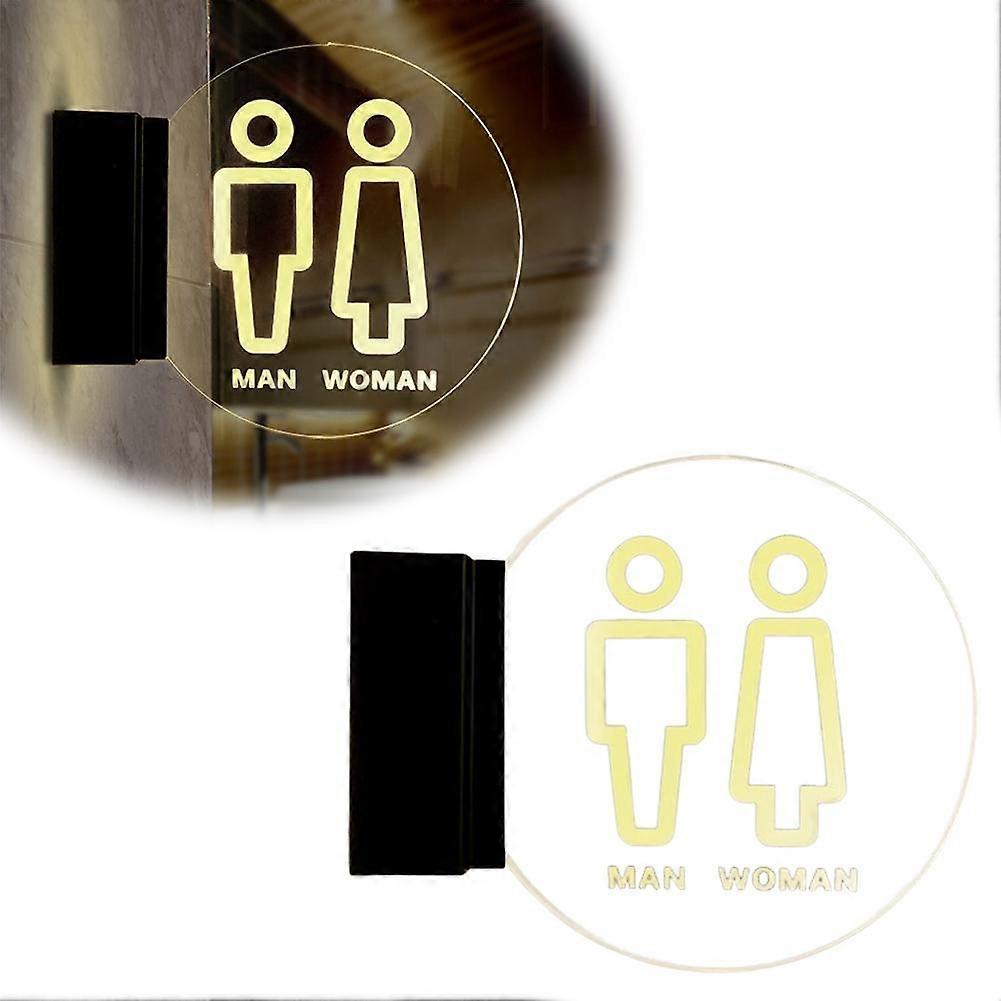 Wall Mount Toilet Sign, LED Restroom Sign, Acrylic Round Bathroom ...