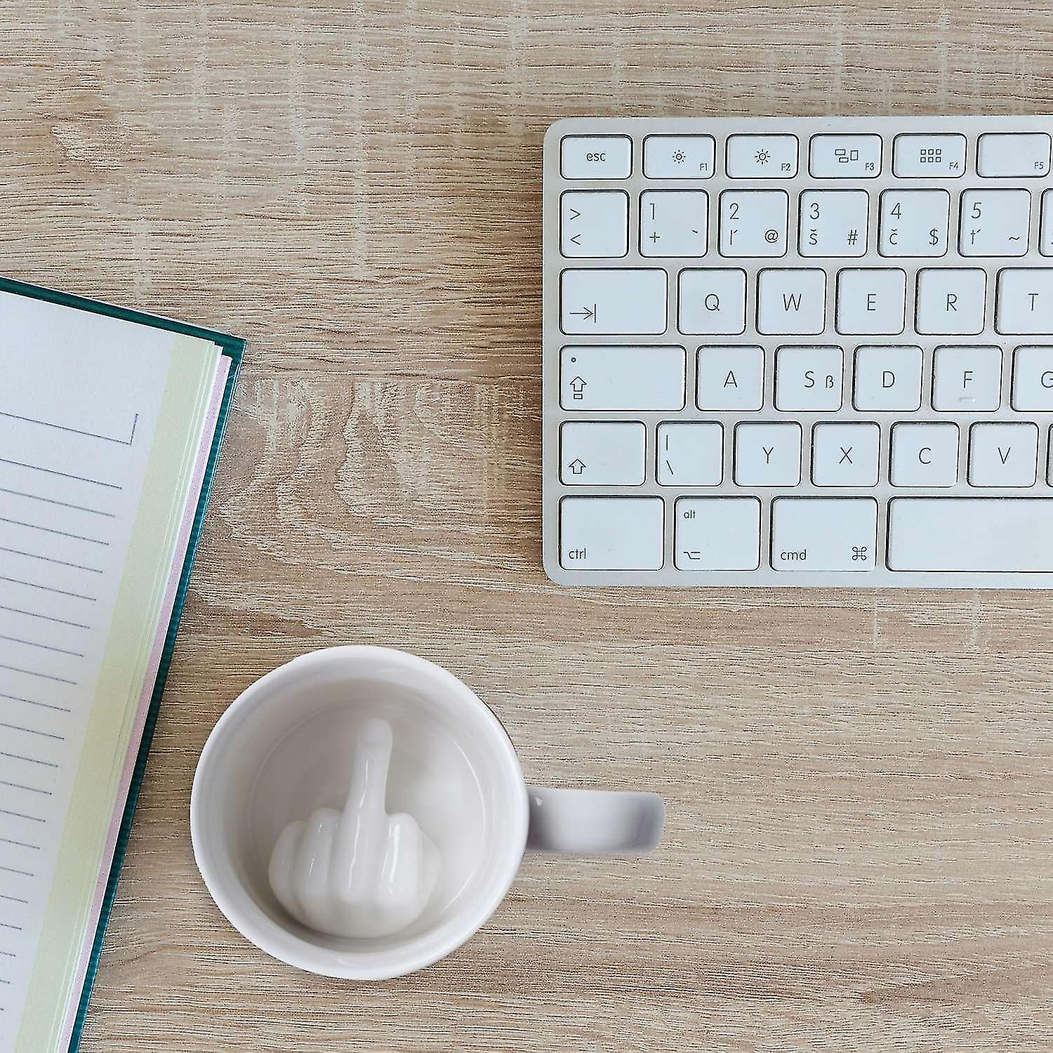 Design White Middle Finger Mug Novelty Style Mixing Coffee Milk Cup ...