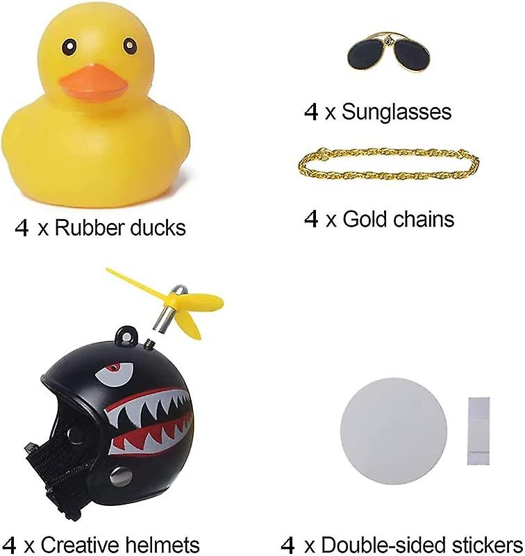 4 Pcs Duck Bike Bell Novelty Helmet Yellow Duck Bike Bell Cute Rubber ...