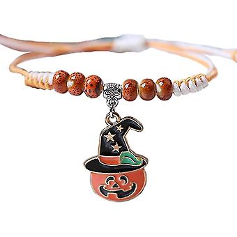 Halloween Pumpkin Braided Bracelet Cute Pumpkin Pendant Beads Dainty ...