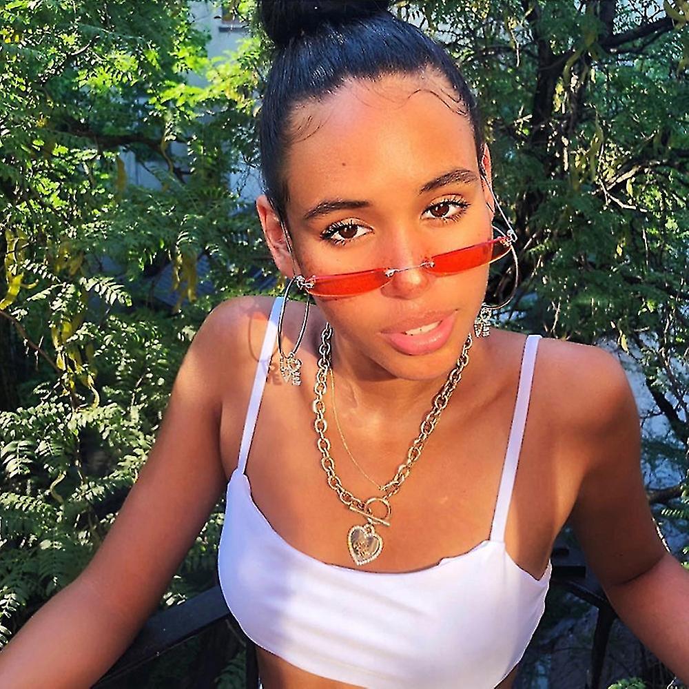 2023 New Narrow Sunglasses Men Rimless Summer Red Blue Black ...