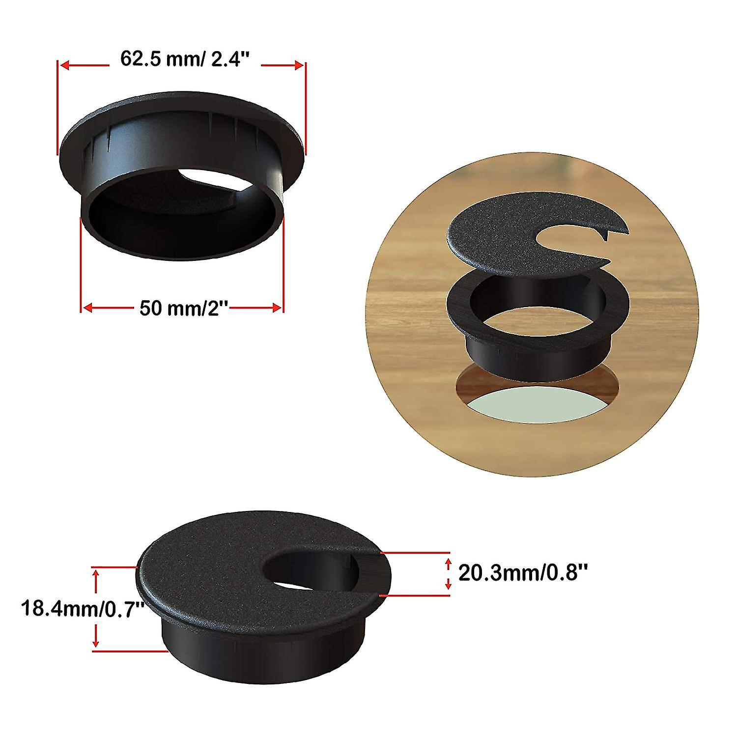 U-shaped grommet 2" (50mm) ABS plastic cable hole cover Dust proof ...