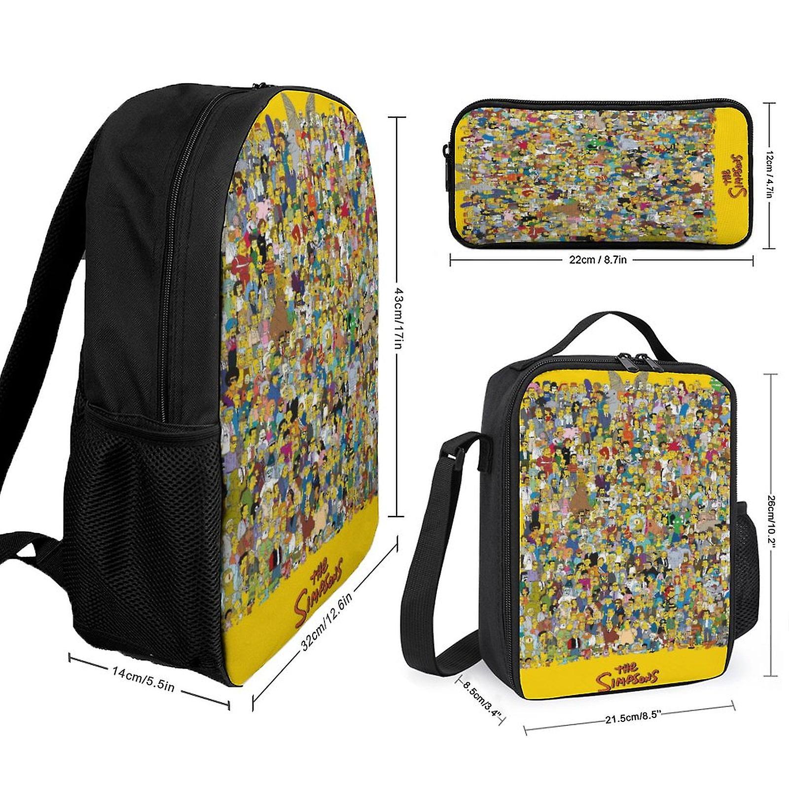 Simpsons Backpack With Lunch Bag Pencil Bag 3D Printing Cartoon ...