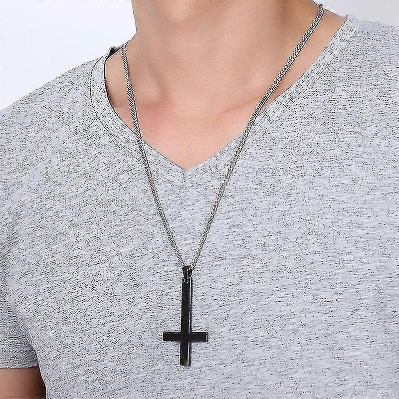 Stainless Steel Upside Down Cross Necklace Inverted Cross Pendant With ...