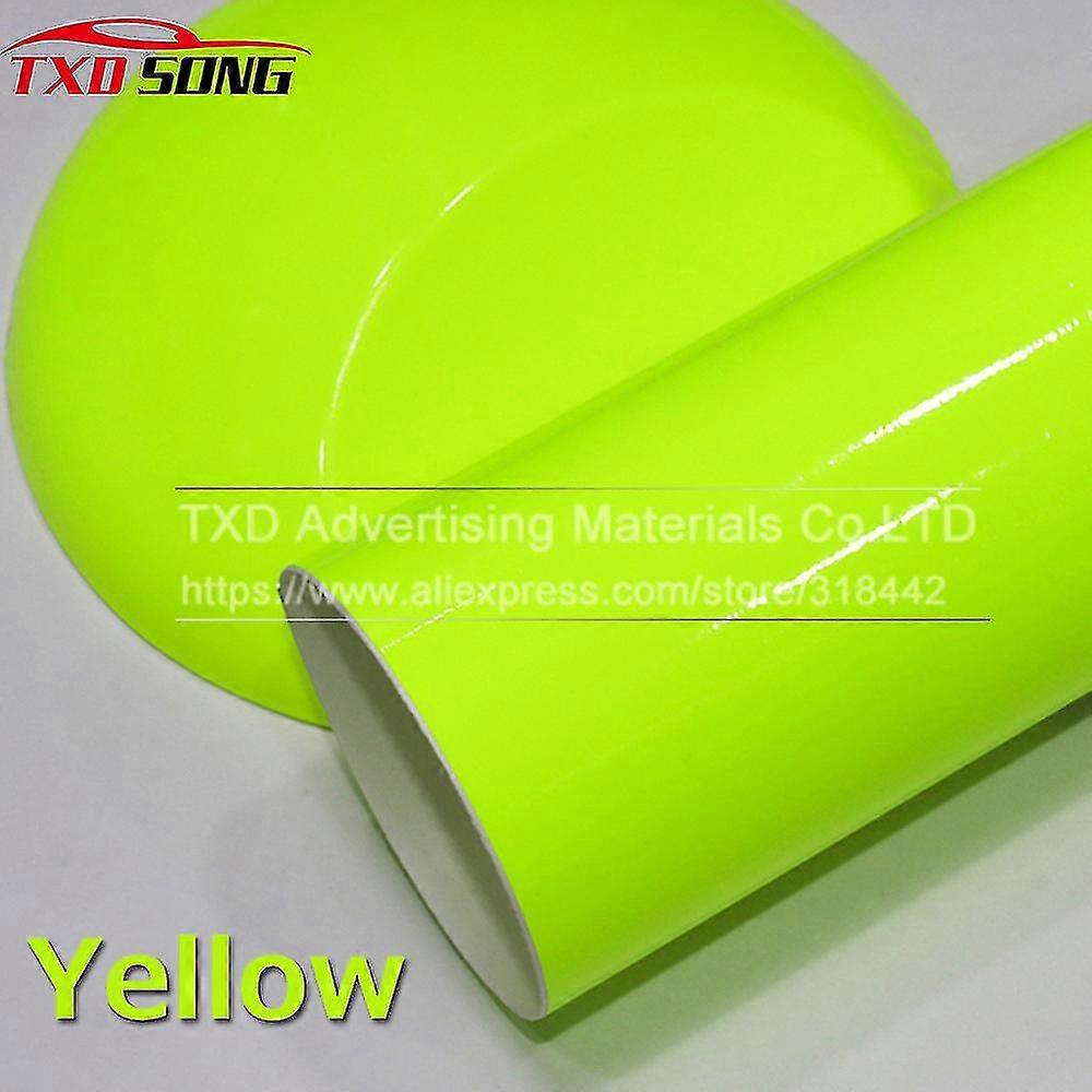 Premium Glossy Fluorescent Yellow Vinyl Sticker Glossy Fluorescent ...
