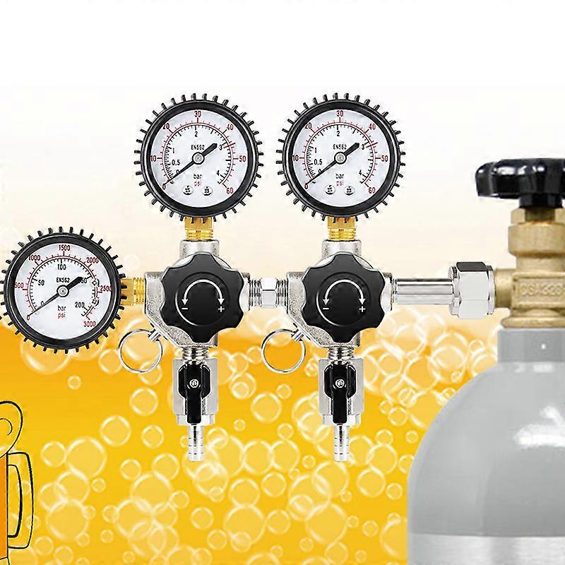 New Dual Output Co2 Regulator,W21.8/CGA320 Co2 Gauge With Pressure Relief Safety Valve For Beer ...