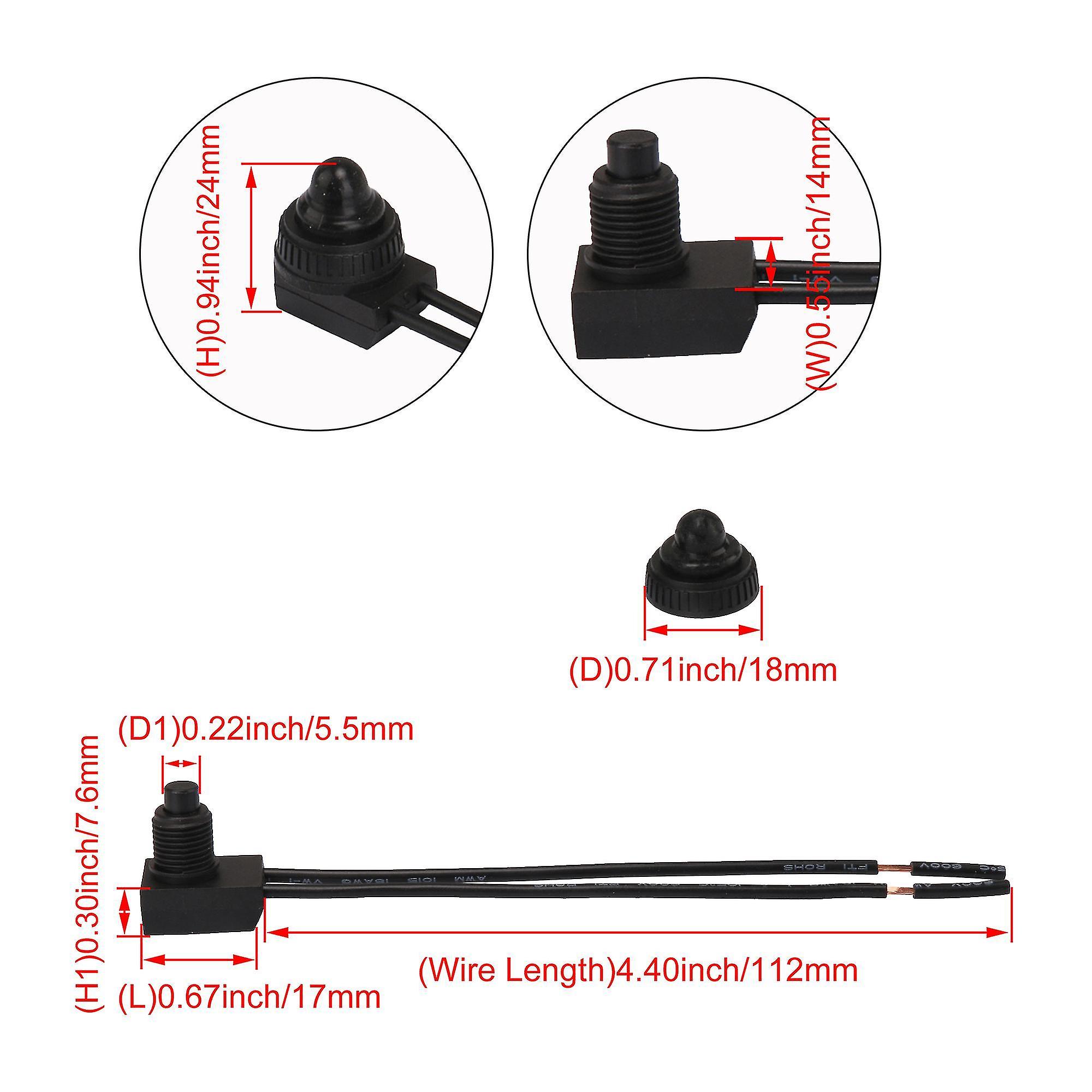 Specialty Electrical Switches Relays 5pcs Black Rv Push Button On Off ...