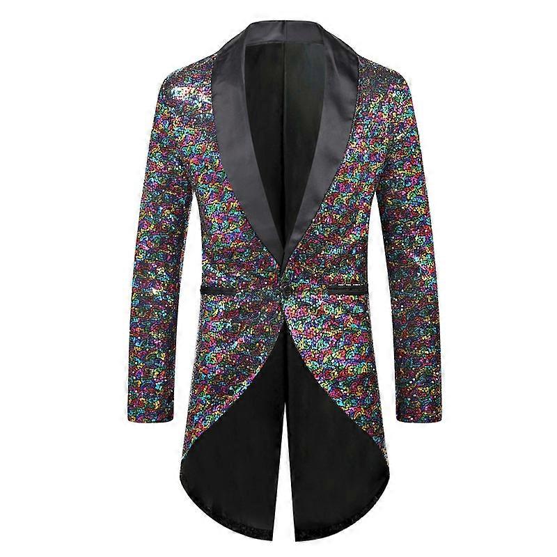 Men's Sequin Tuxedo Tailcoat Swallowtail Suit Blazer Jacket Formal ...