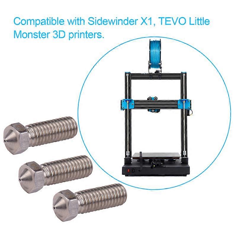 3pcs 3D Printer Extruder Stainless Steel Volcano Nozzle M6 Thread ...
