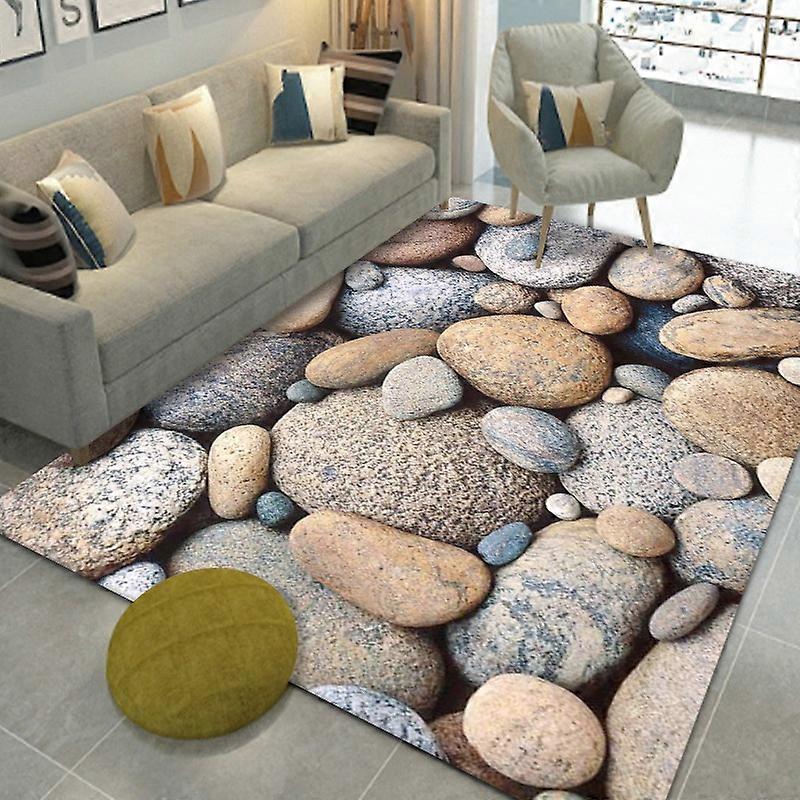 3D Stone Beach Pebbles Area Rug for Living Room Anti-slip Bedroom Sofa ...