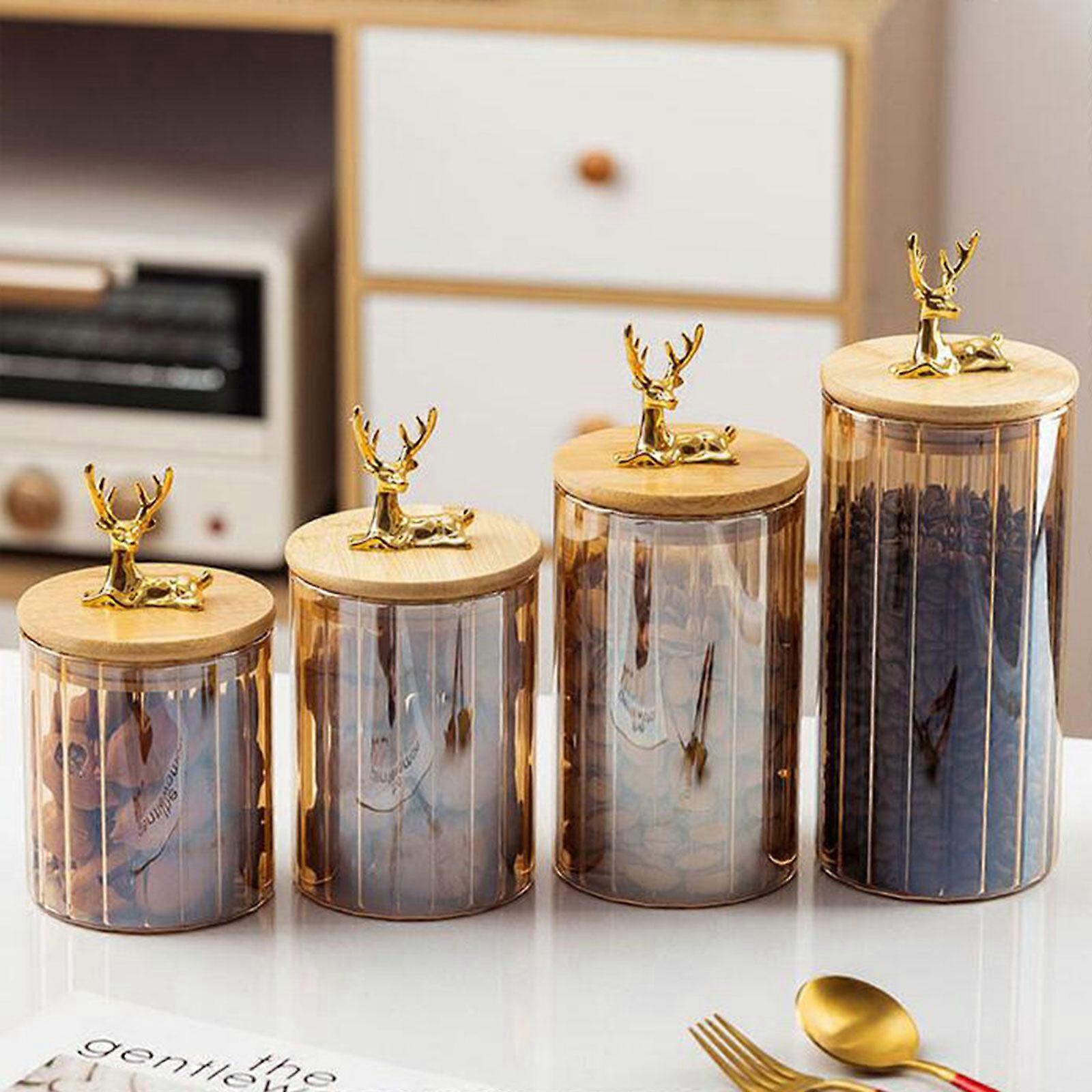 Glass Jars with Lids, Airtight Bamboo Lids Spice Jars Set For Spice ...