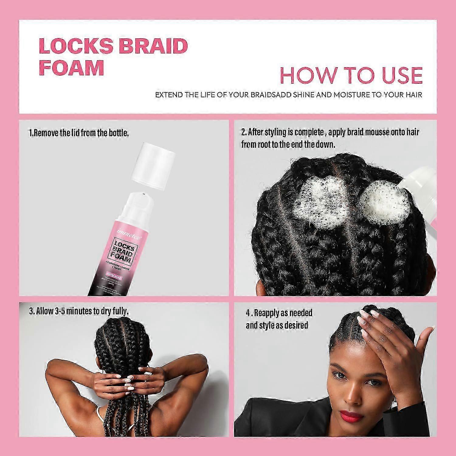 Locks Braid Foam with Extra Hold, High Shine and Moisture for Twists ...