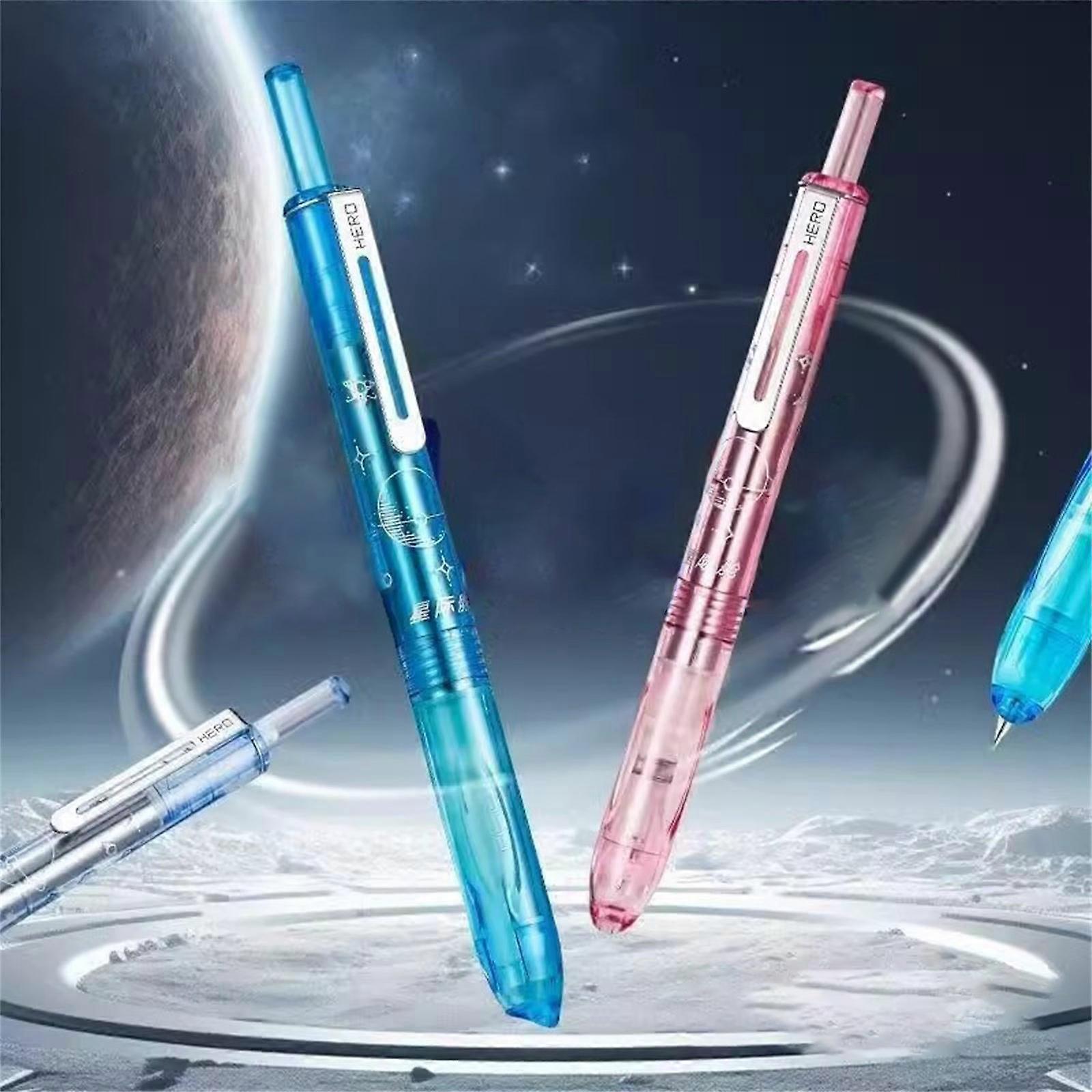 Metal Press Fountain Pen with 5 Inks Cartridges Retractable Metal Inks ...