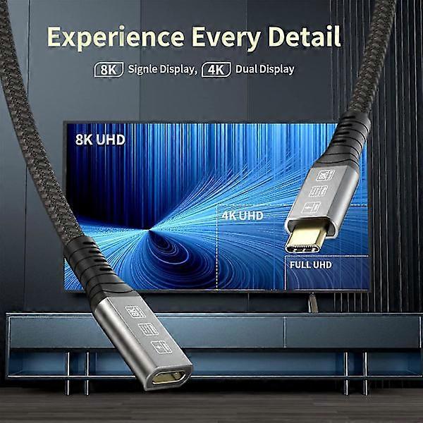 Thunderbolt 4 Extension Cable, USB-C Cable to USB C Male to Female ...