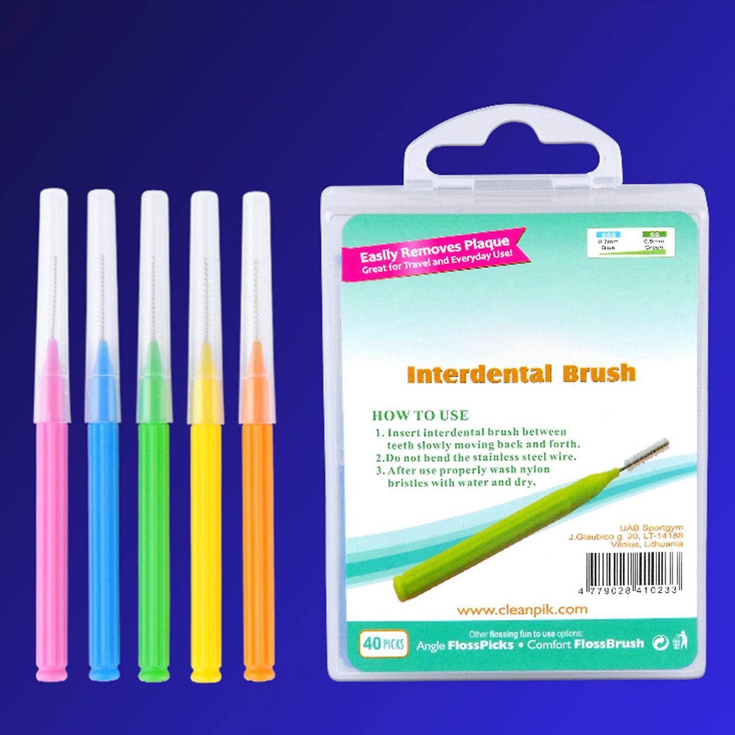 40Pcs/Box Interproximal Brush Safe Ergonomic Stainless Steel Wire ...