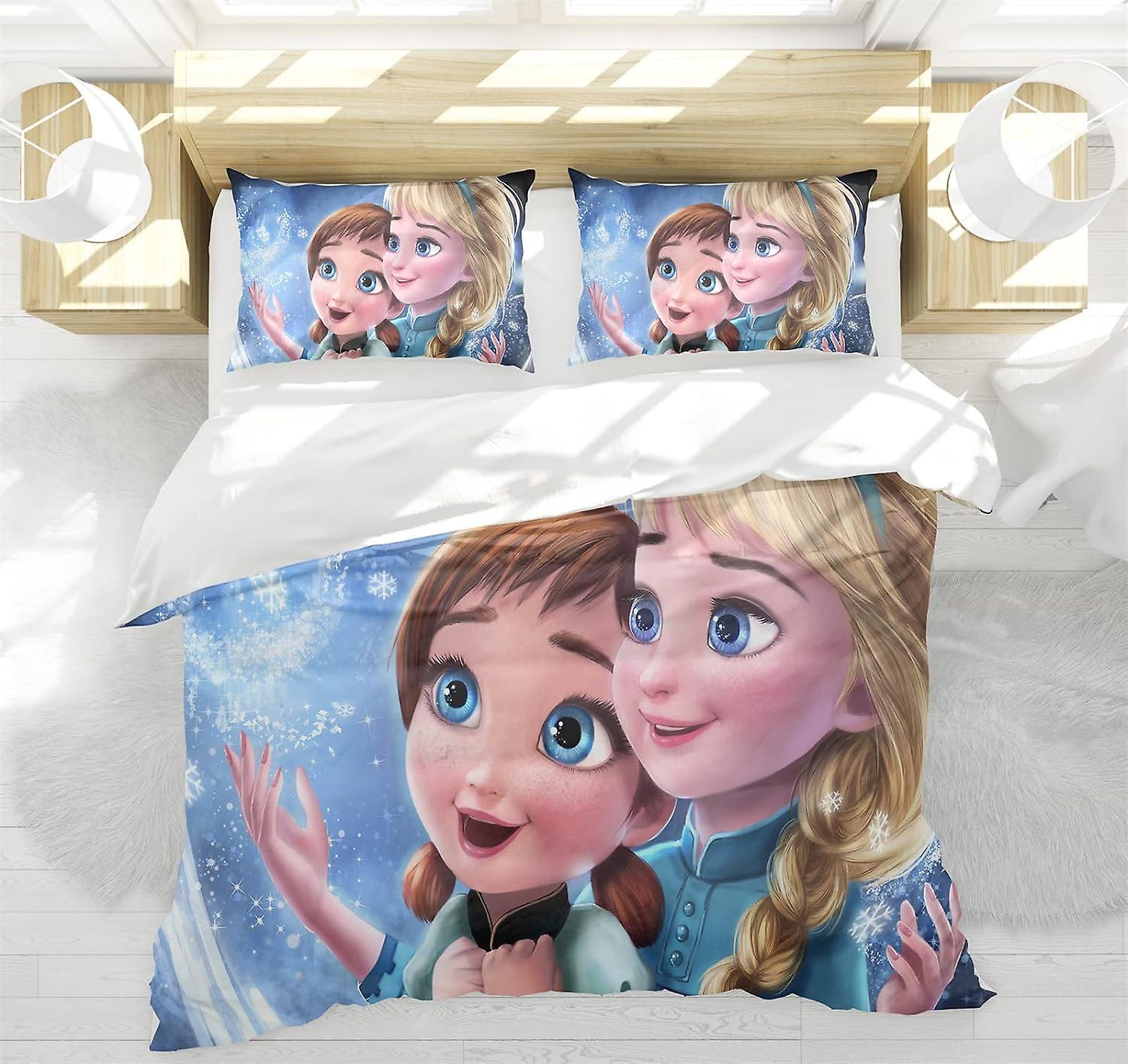 DDONVG Frozen Bed Linen 135 x 200 cm Frozen Anna Elsa Olaf Duvet Cover ...