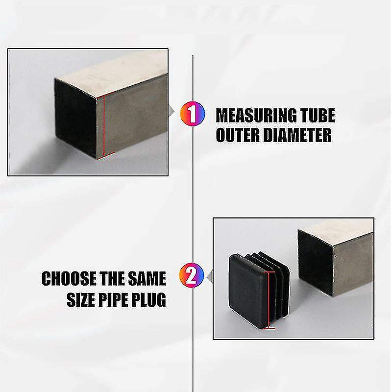 Square Plastic Plug Tubing Post End Cap Chair Glide 10pcs Black Plastic ...