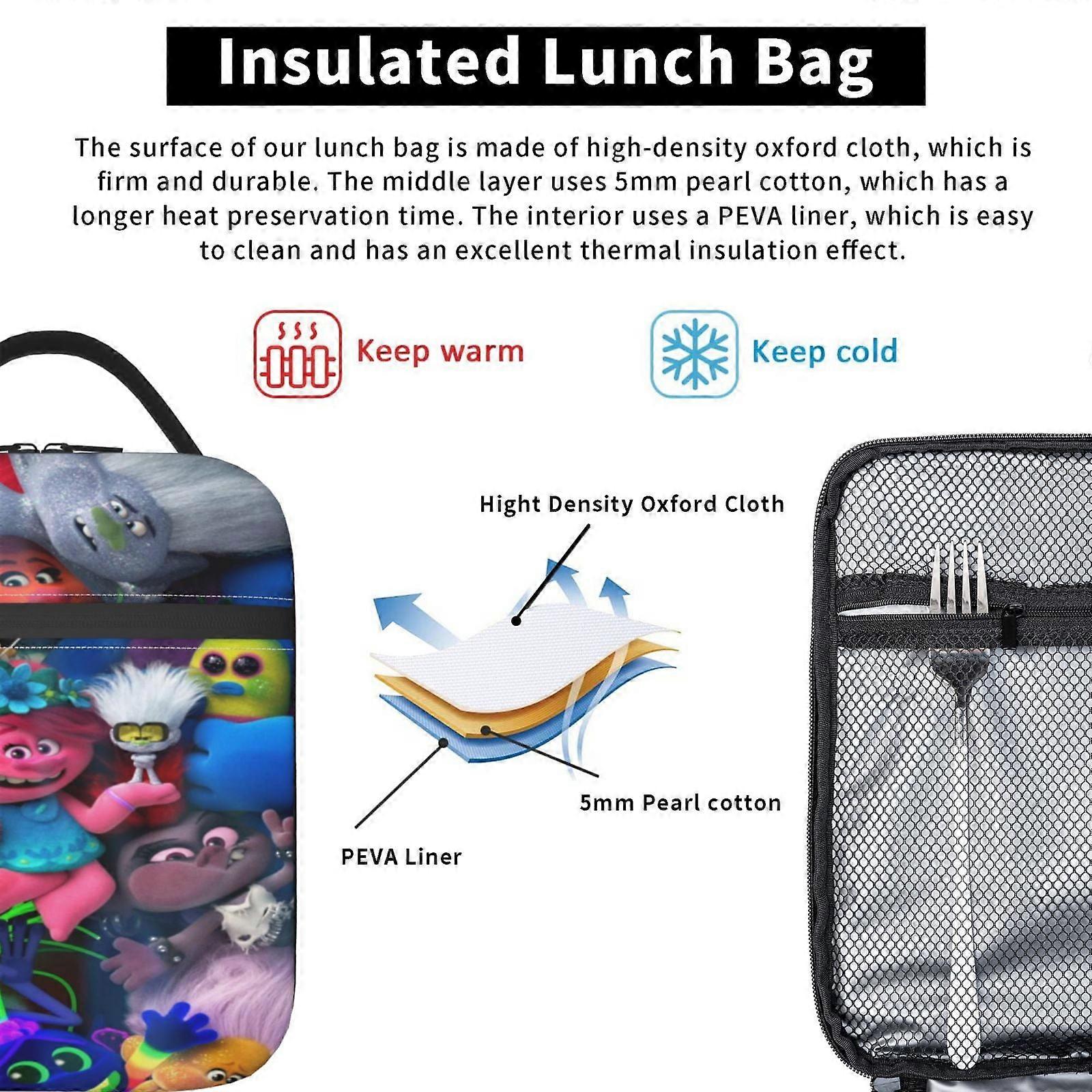 Anime Cartoon Trolls World Tour Lunch Box - Insulated Lunch Bag For ...
