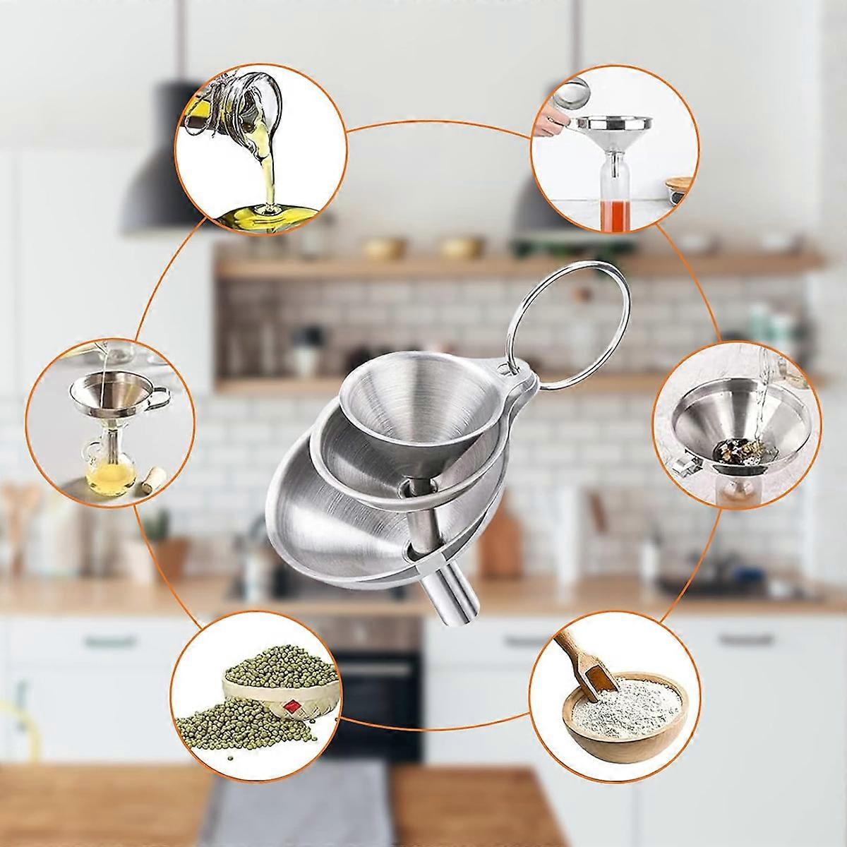 Edelstahl Trichter Set, 3 Stck Edelstahl Kleine Trichter, Stapelbarer ...